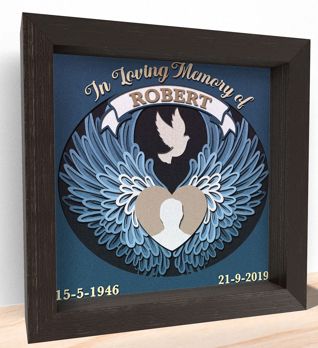 3D ANGEL WINGS GRIEF Svg, Customizable Memorial Shadow Box Svg Cricut ...