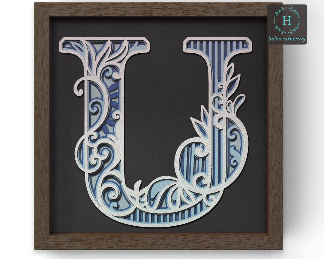 3D LETTER U SVG, Alphabet U 3D Shadow Box File Svg, Cardstock Files ...