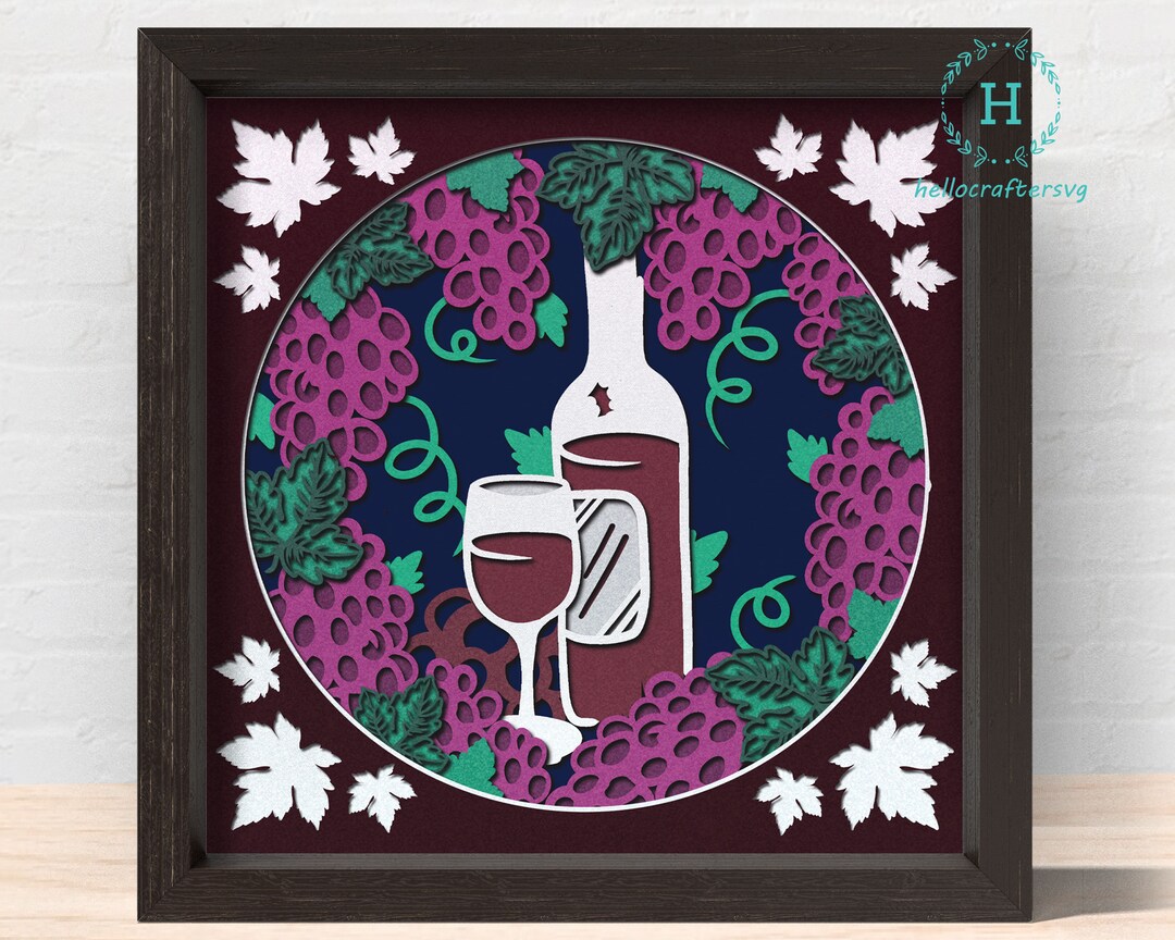 3d WINE Svg WINE Shadow Box Svg Cricut Files Cardstock - Etsy UK