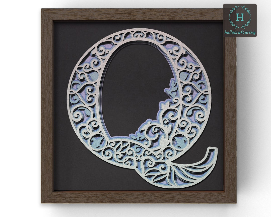 3D LETTER Q SVG Alphabet Q 3D Shadow Box File Svg Cardstock - Etsy