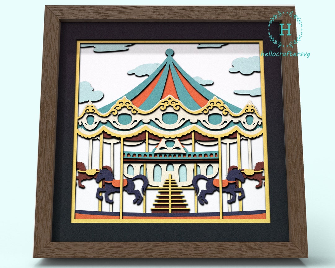 3D CAROUSEL Svg 3d CAROUSEL Svg Shadow Box Svg Cricut - Etsy
