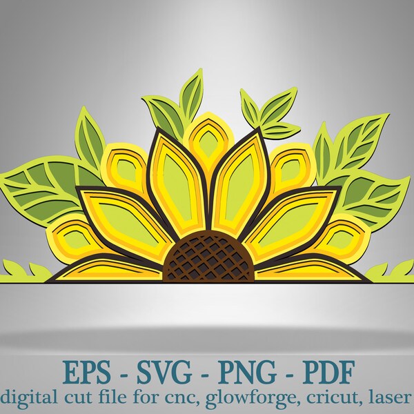 Half Sunflower Svg - Etsy