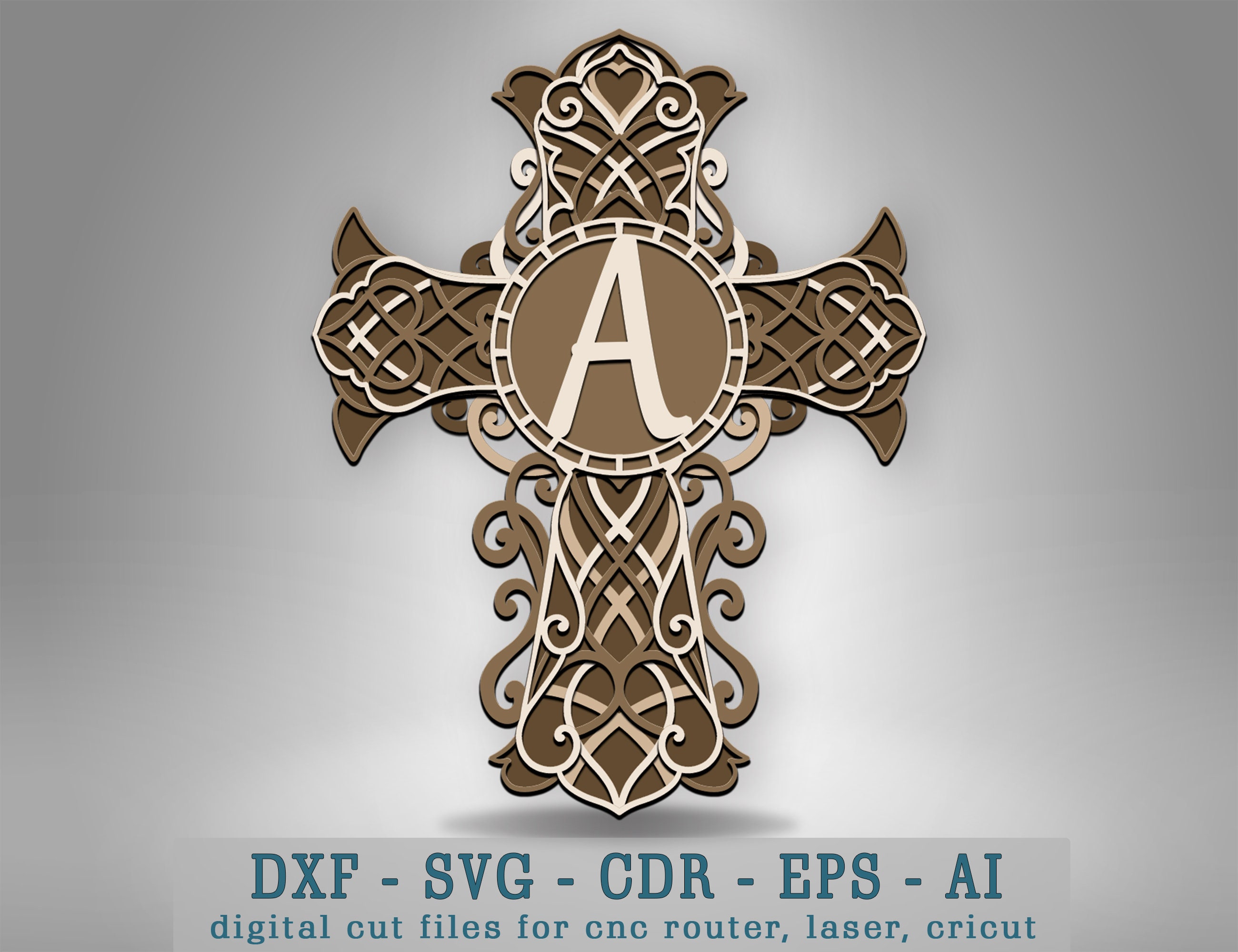 Layered Cross Monogram SVG 3d Cross Monogram Sign Svg 3d | Etsy