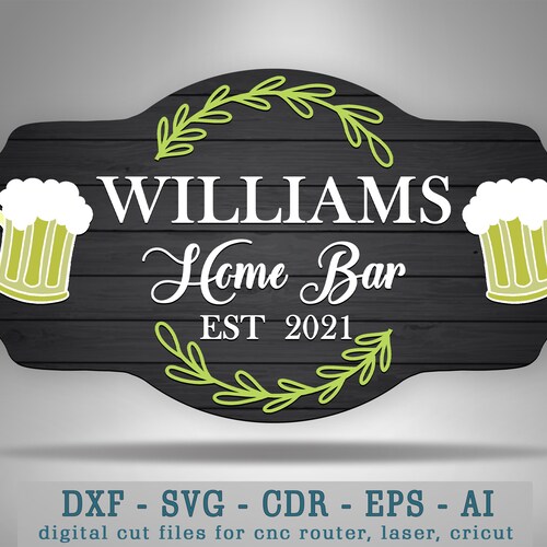 Whiskey Bar Customizable Sign SVG Laser Cut Files for - Etsy