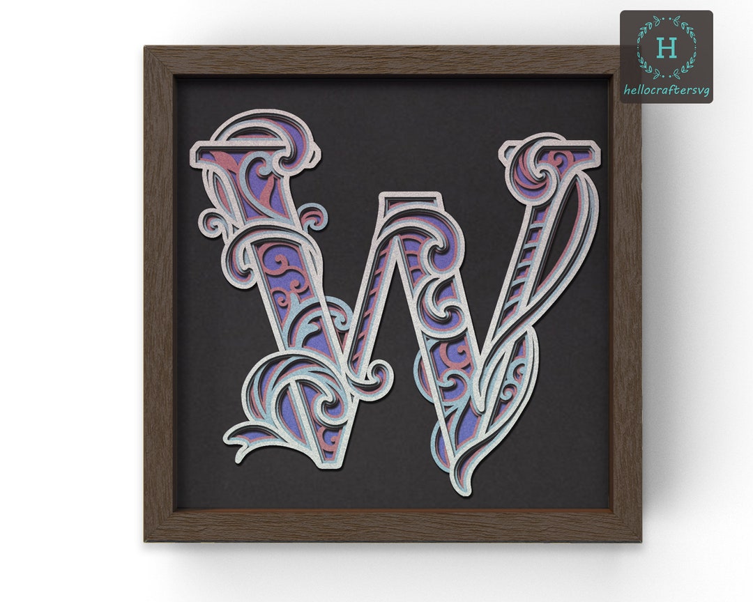 3D LETTER W SVG Alphabet W 3D Shadow Box File Svg Cardstock - Etsy