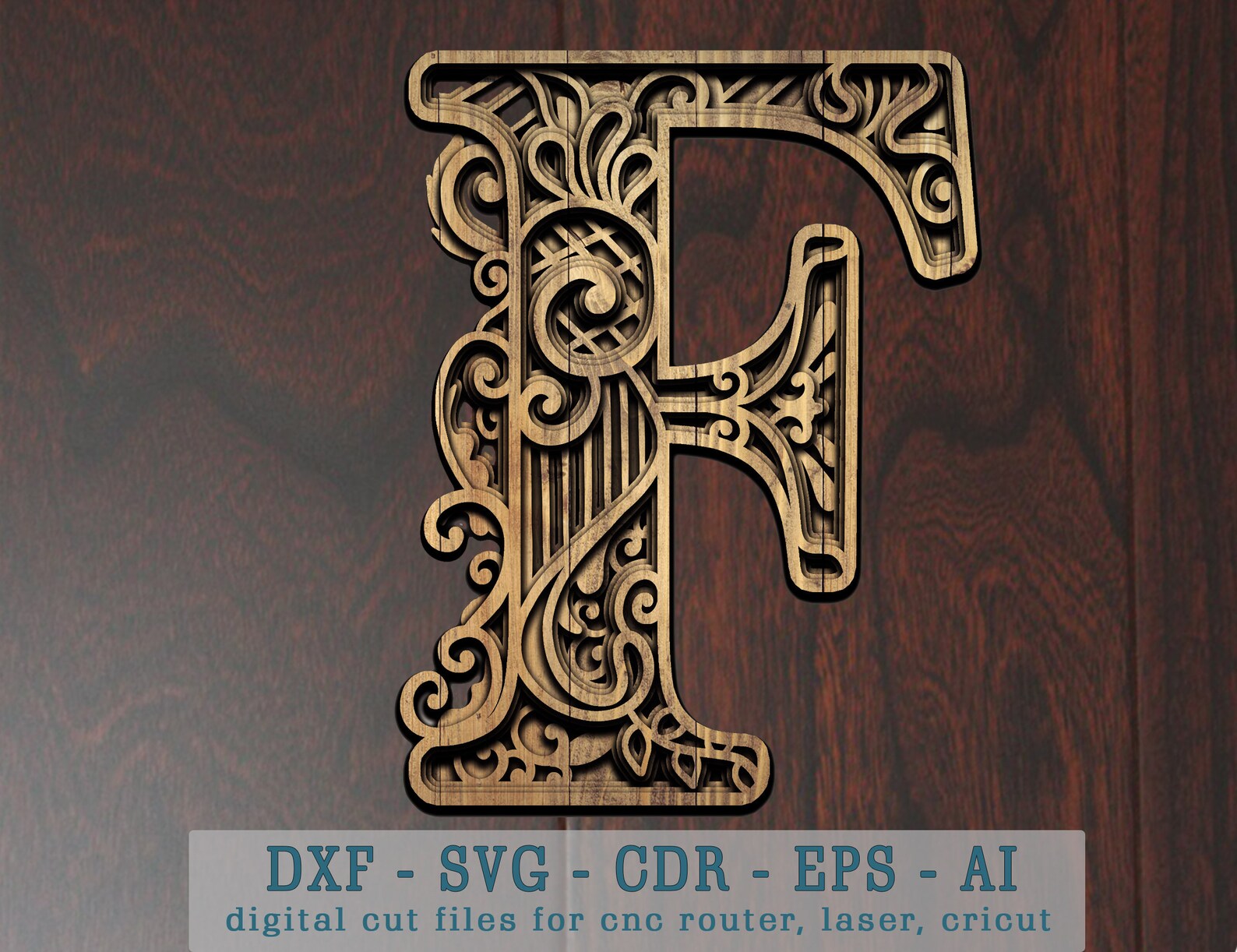 Layered Letter F SVG 3d letter svg Floral letter Svg Laser | Etsy