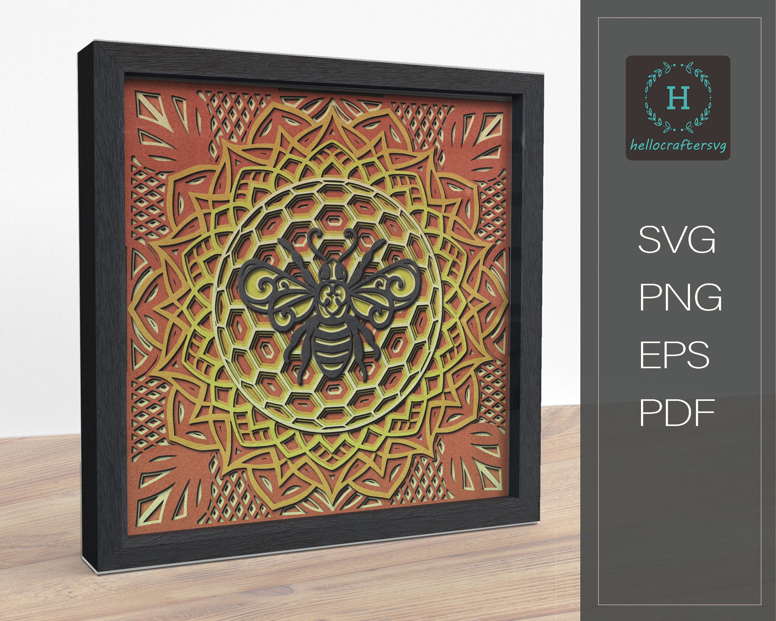3d Bee Svg Mandala Bee Shadow Box Svg Cricut Files - Etsy UK