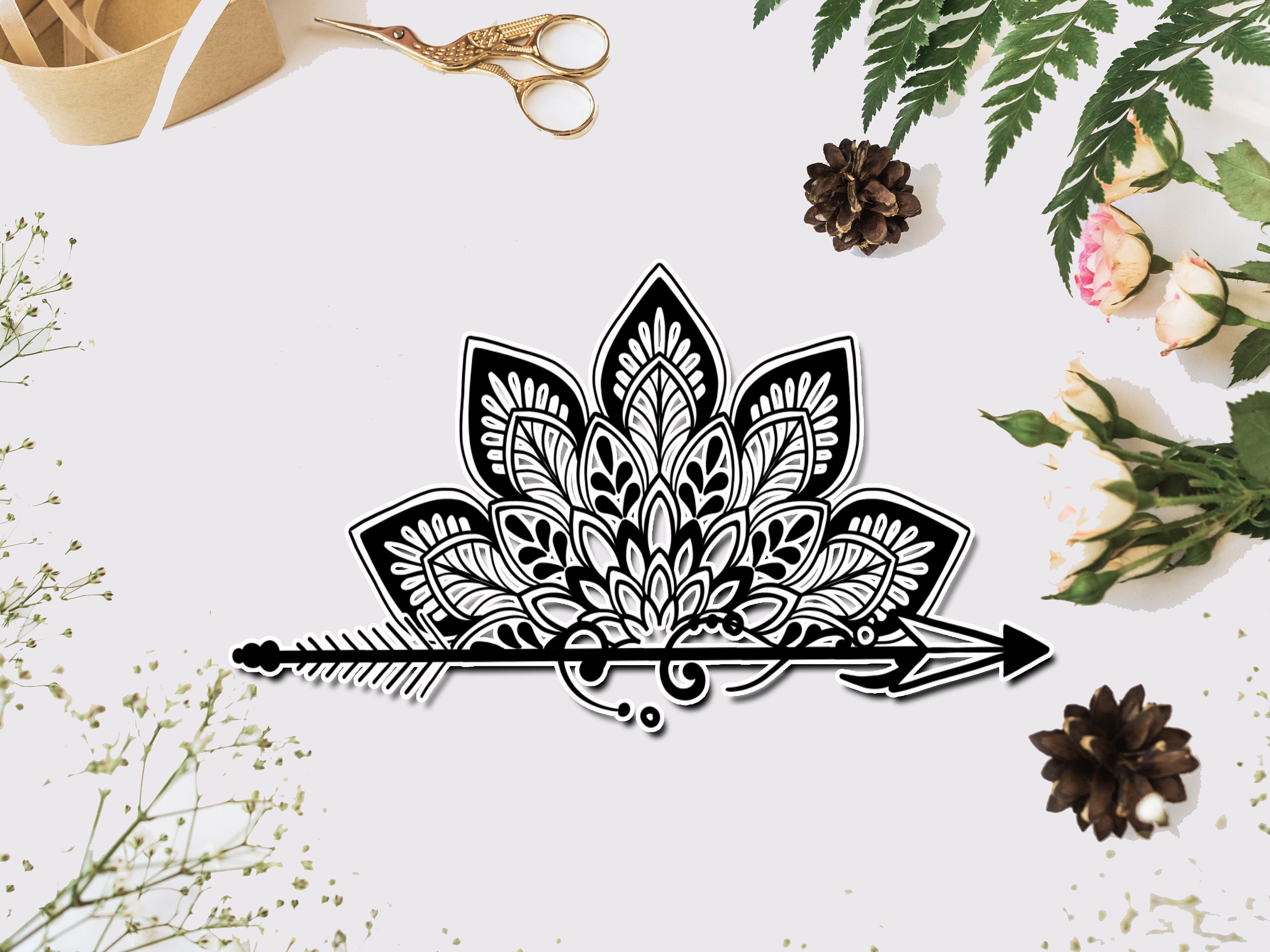 Half Mandala Svg Half Arrow Mandala Svg for Cricut Silhouette - Etsy