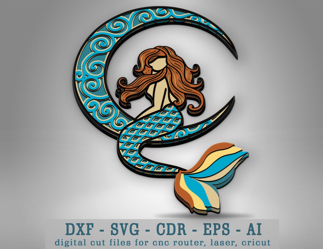 Mermaid Layered SVG 3d Mermaid Sign Svg 3d Mermaid Shadow - Etsy Australia