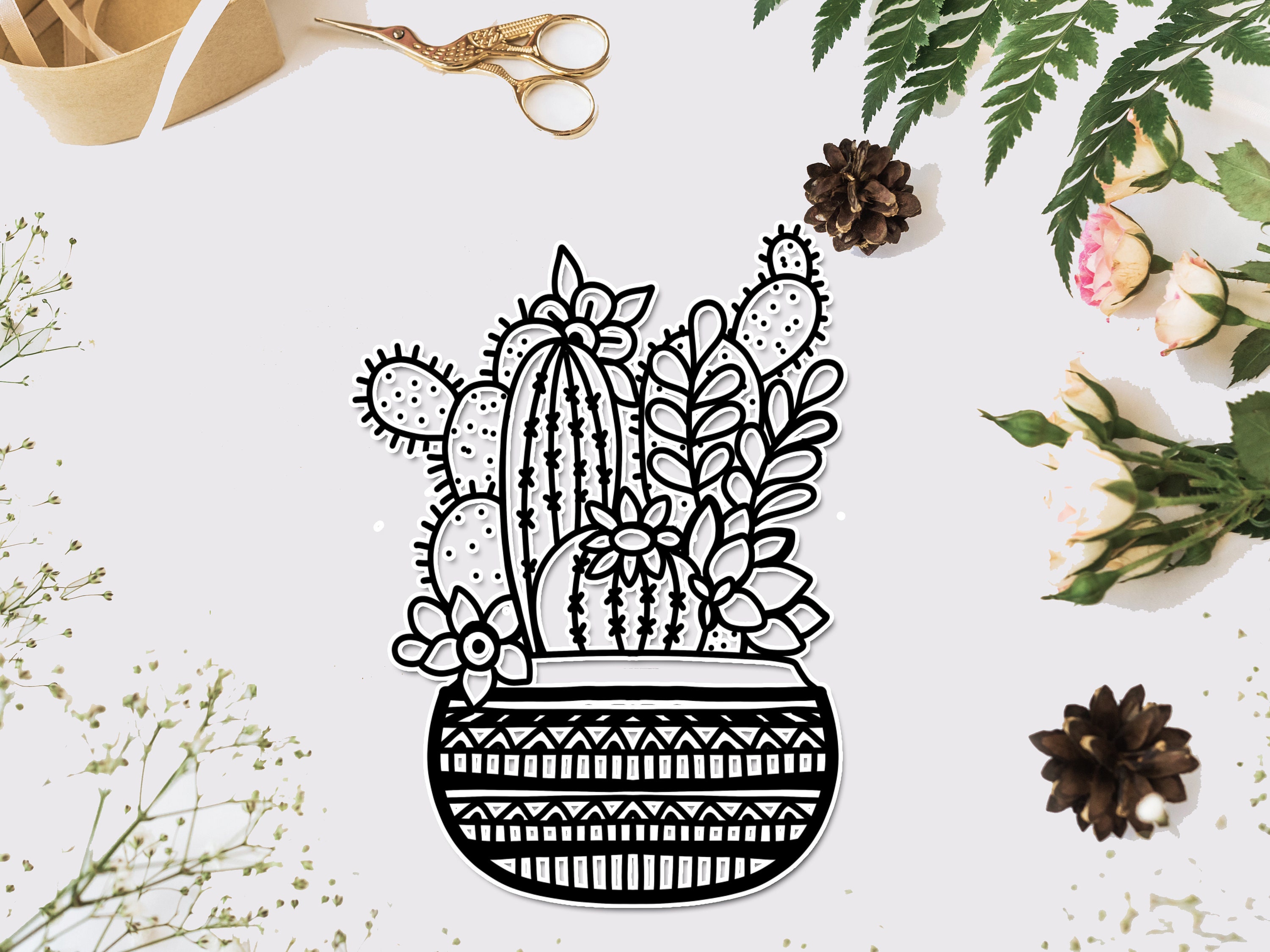 Embellishments cactus svg files zentangle svg Cactus svg svgs Cactus ...