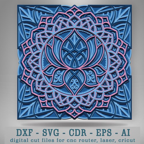 Lotus Mandala DXF File Lotus Mandala Svg File Lotus 3d - Etsy