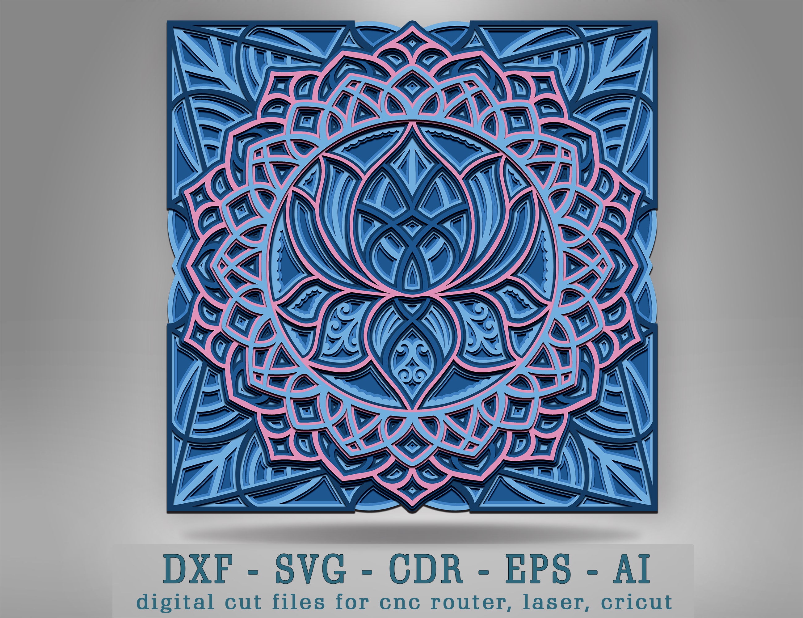 Lotus Mandala DXF File Lotus Mandala Svg File Lotus 3d | Etsy UK