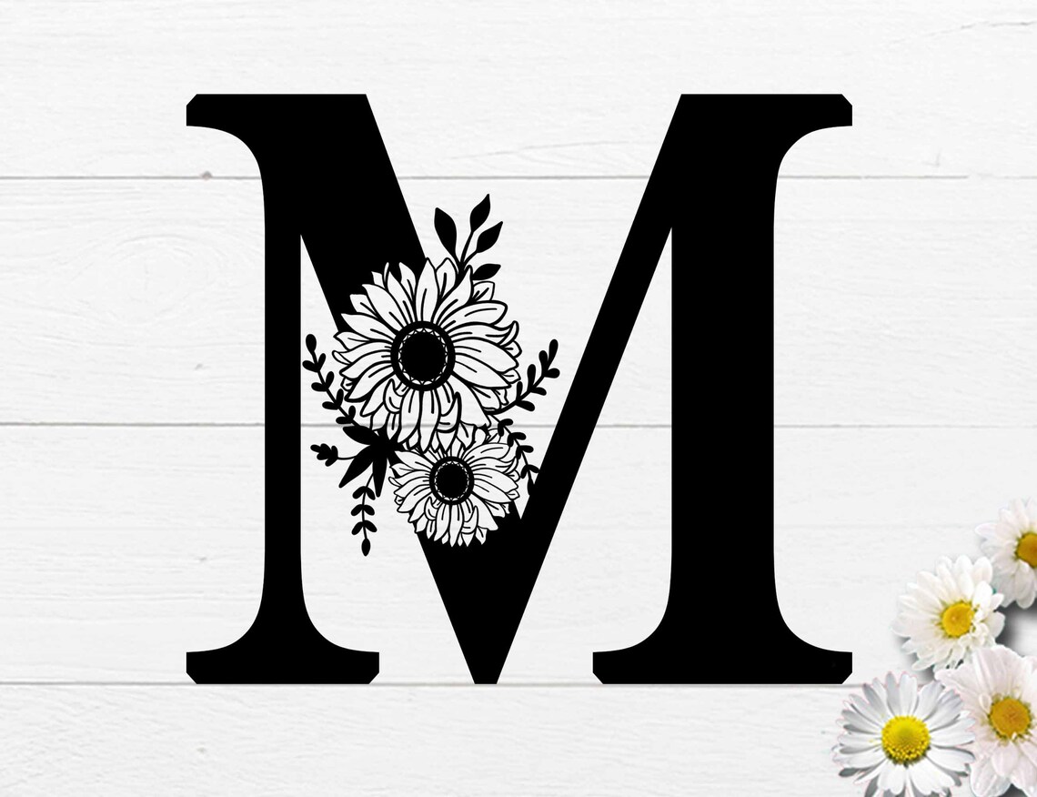 Floral Alphabet Letter M Svg Initial Svg Flower Monogram Etsy | My XXX ...