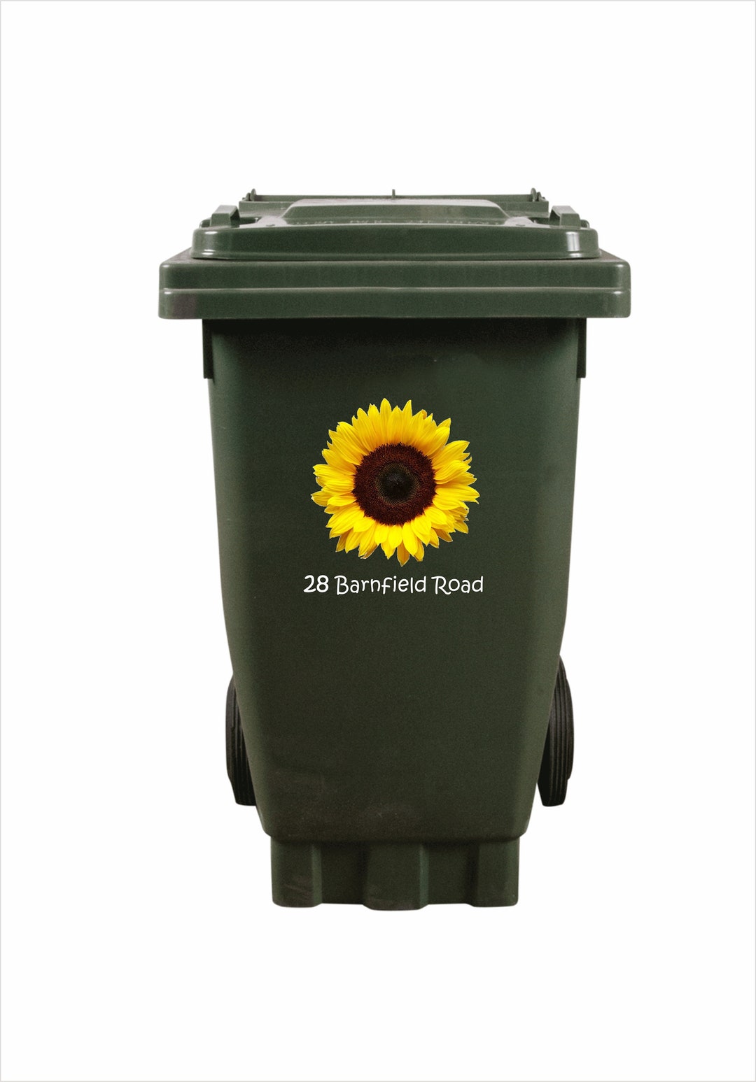 WHEELIE BIN STICKER - 300mm X 400mm - Personalised - Sunflower and ...