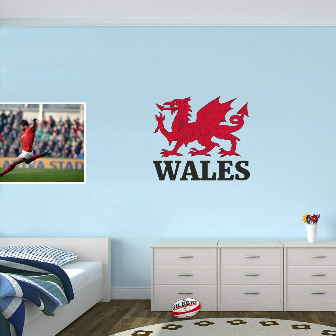 WELSH DRAGON Rugby Red Dragon and Wales Text - Etsy