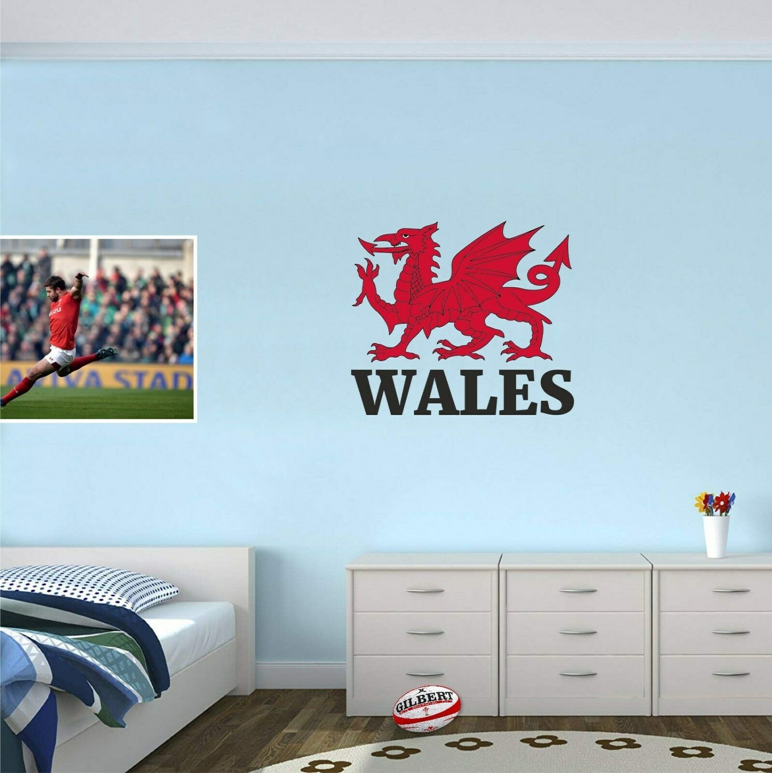 WELSH DRAGON Rugby Red Dragon and Wales Text - Etsy