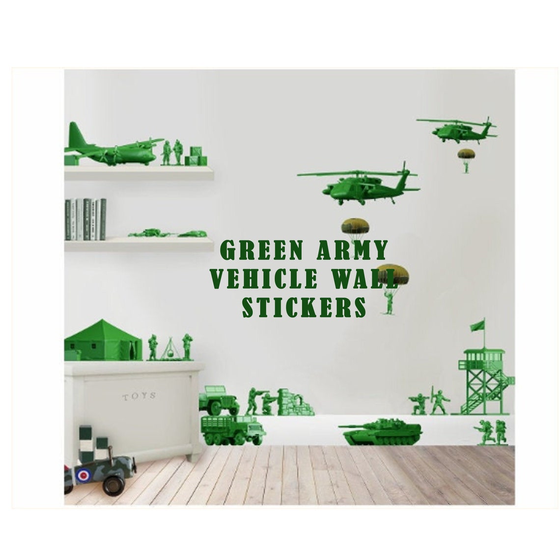 Green Army Vehicles/equipment Wall Stickers X13 Boys/girls - Etsy