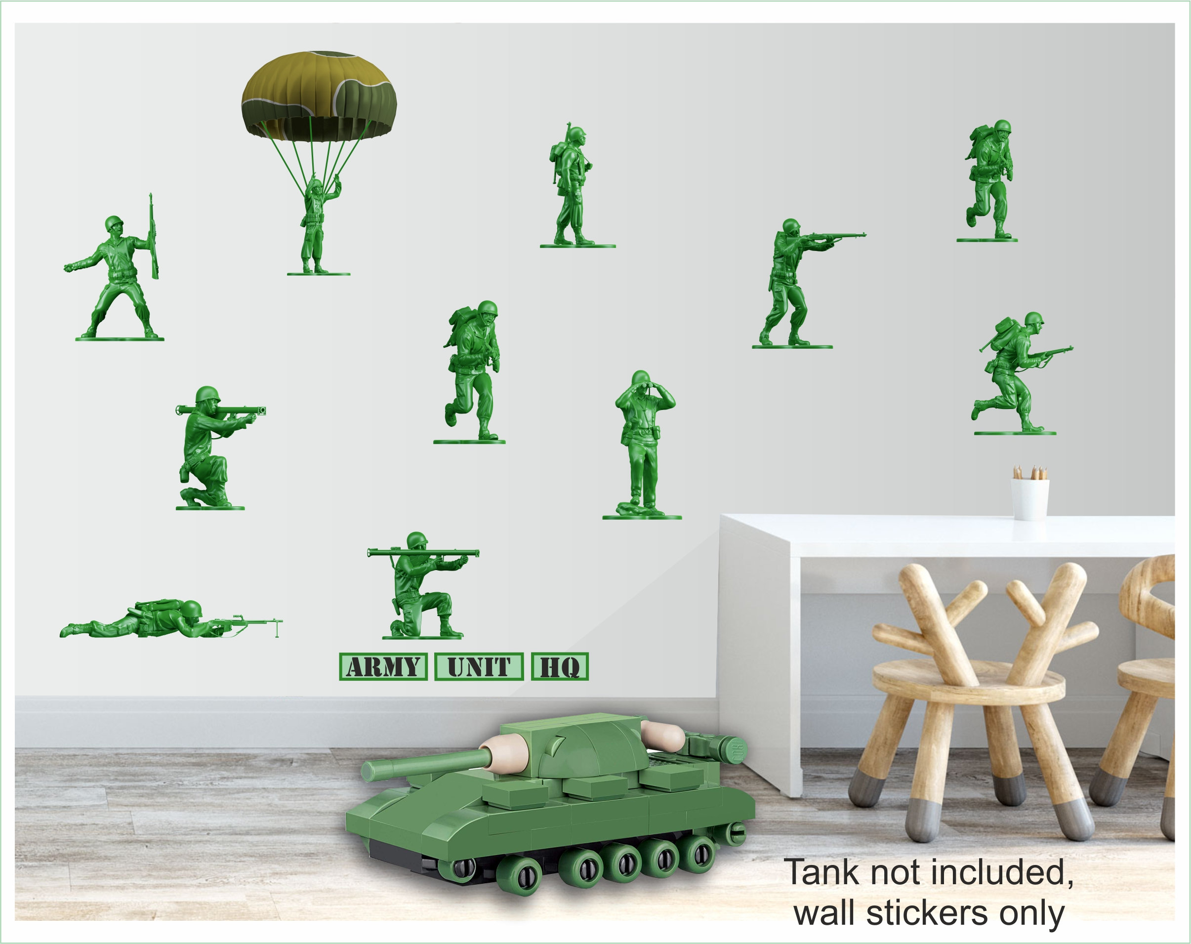 12 Green Army Men Boys /girls Room Wall / Car Stickers Large | Etsy