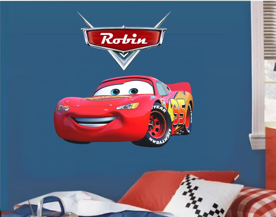 Lightning Mcqueen - Large - Personalised Wall Sticker - Decal - SKU 414 ...