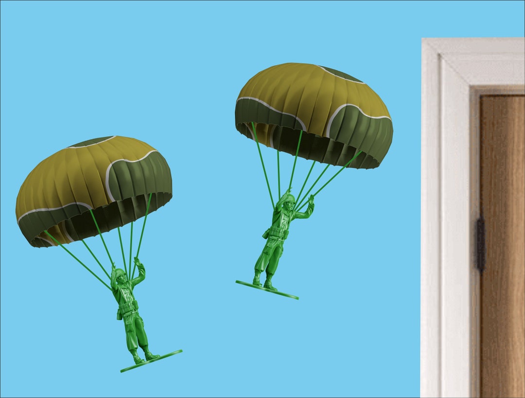 8x GREEN ARMY PARATROOPERS (200mm) - Retro Toy Inspired - Wall Stickers ...