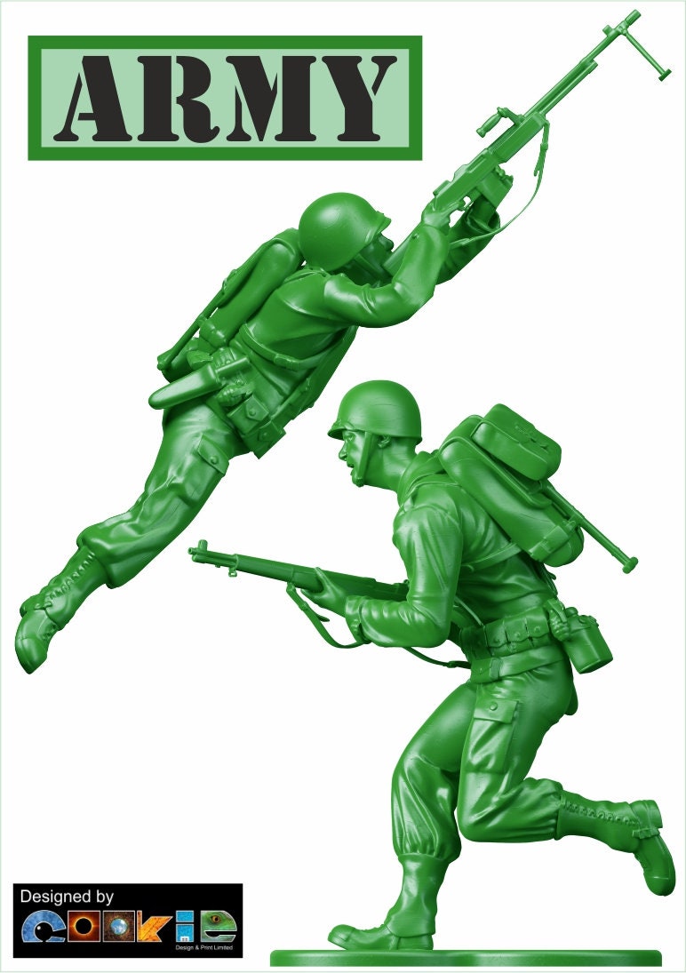 12 Green Army Men Boys /girls Room Wall / Car Stickers Large | Etsy