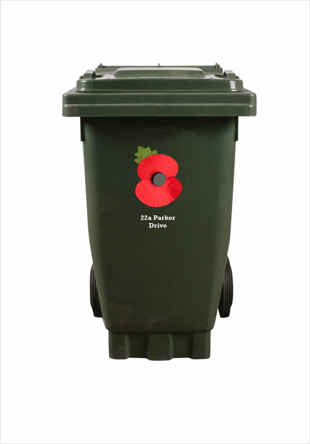 WHEELIE BIN STICKER 300mm X 400mm - Personalised - Poppy and Address ...