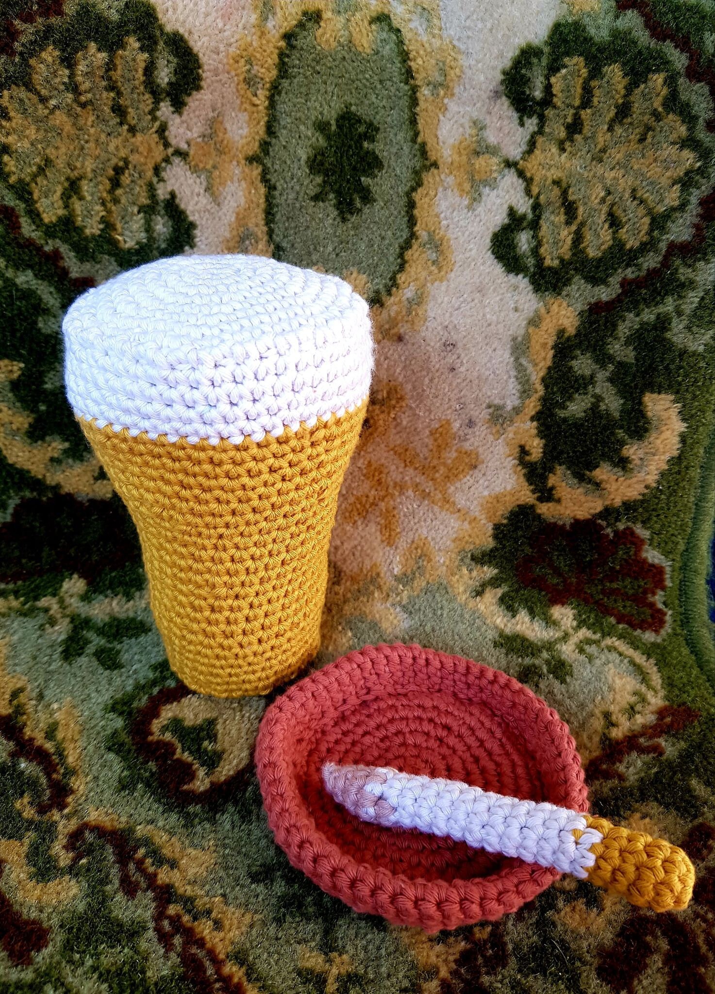 ENG CROCHET PATTERN for a Beer Cigarette and Ashtray - Etsy