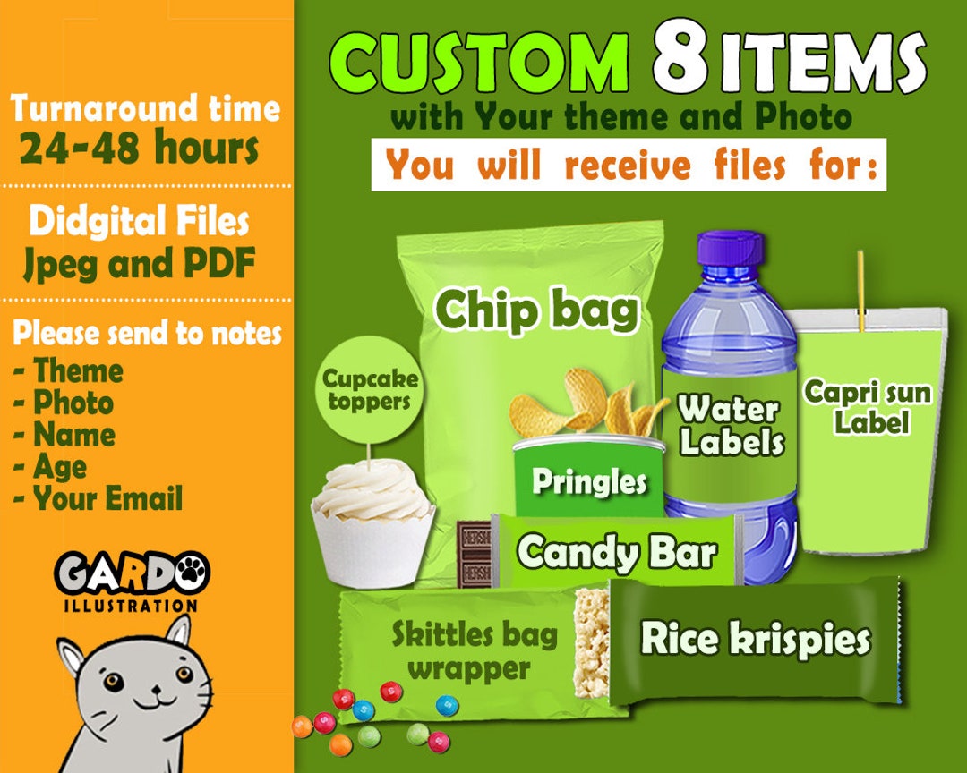 Custom 8 Items, Custom Bundle Set, Custom Favors, Custom Labels, Custom ...