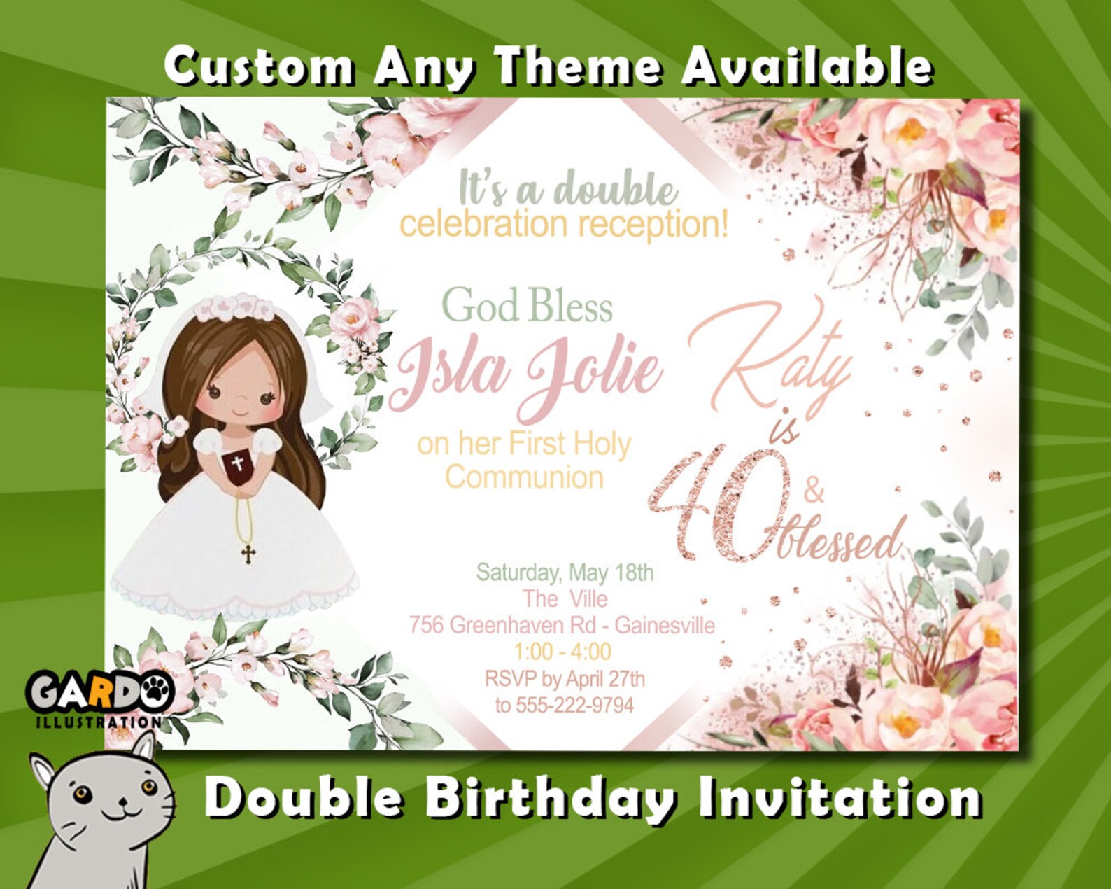 Sibling Birthday Invitation, Double Invitation, Dual Invitation ...