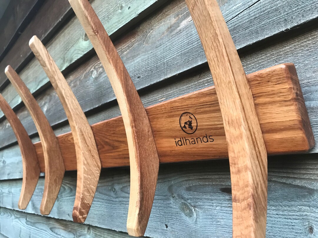 Bespoke Welsh Oak Wall Mounted Organiser Coat and Cap Rack Wooden Coat ...