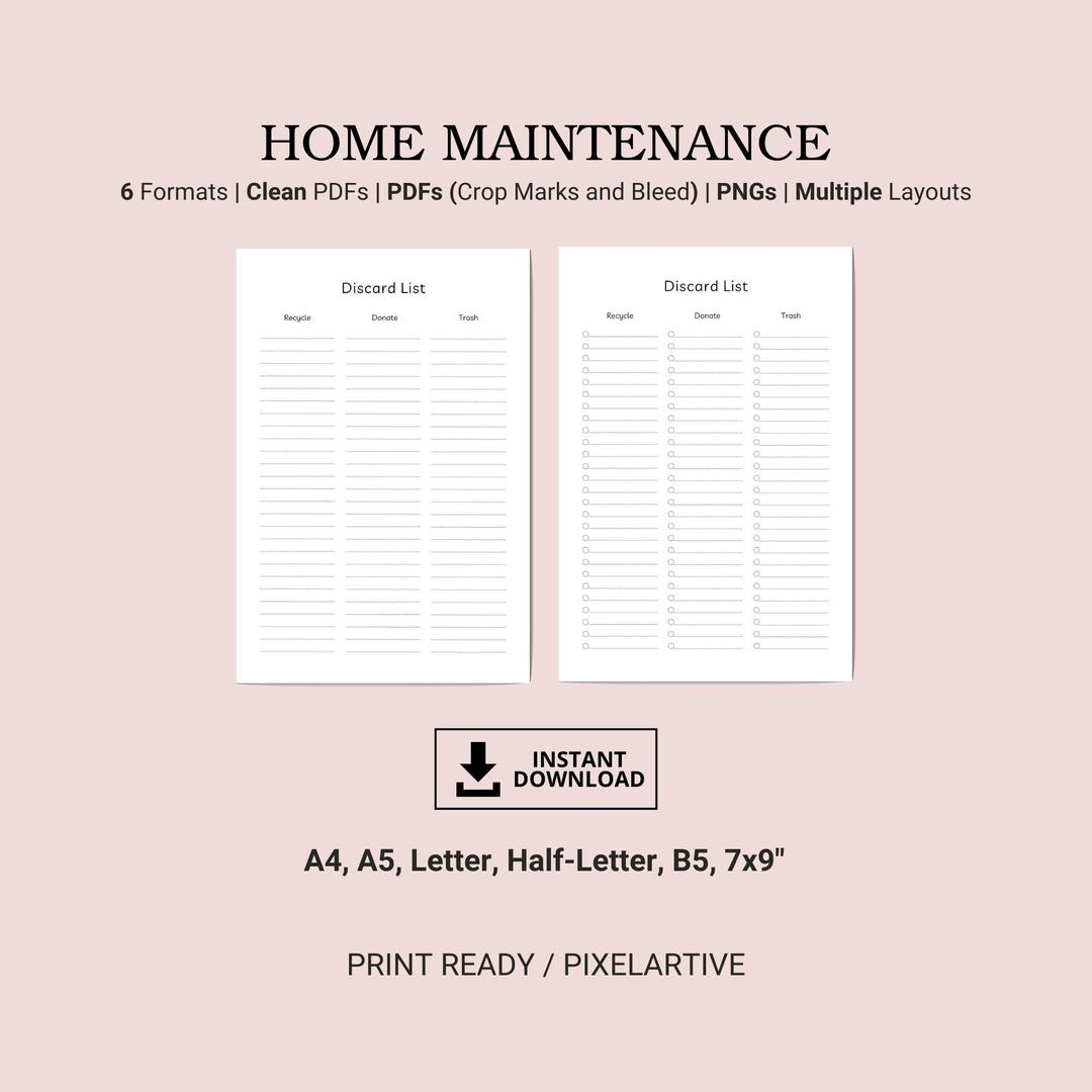 Printable Home Maintenance Tracker Schedule Repairs, Cleaning and ...