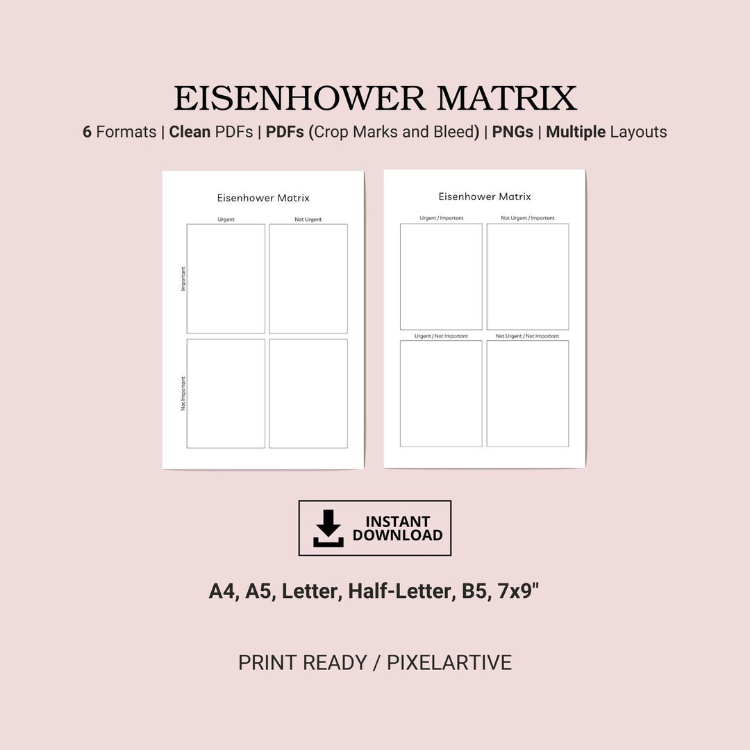 Eisenhower Matrix Printable | Priority and Task Management Template ...