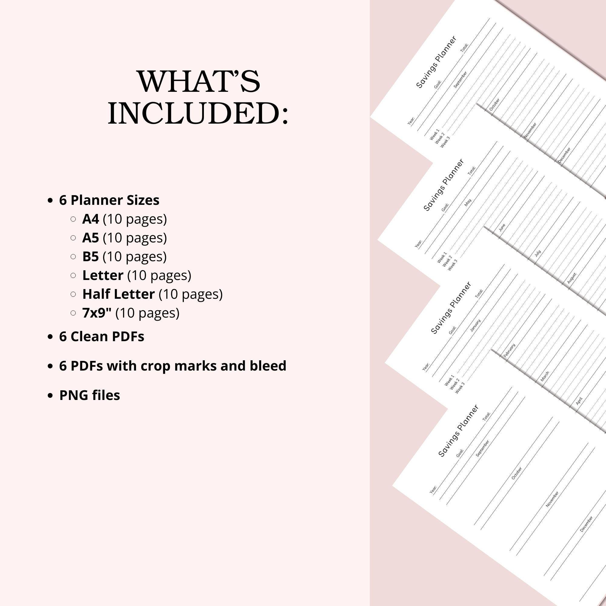 Printable Savings Planner Template | Set Savings Goals & Track Progress ...