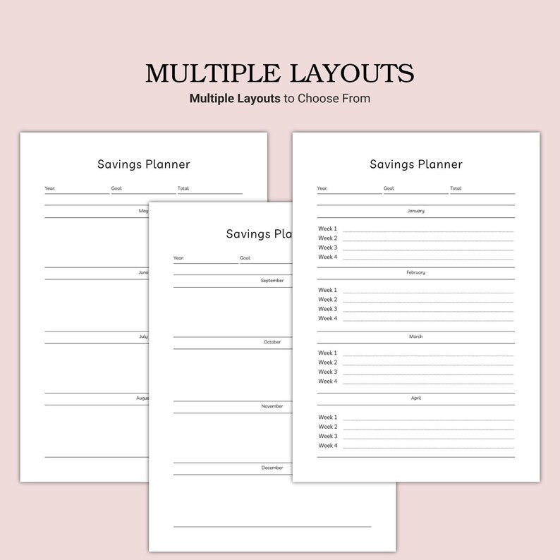 Printable Savings Planner Template | Set Savings Goals & Track Progress ...