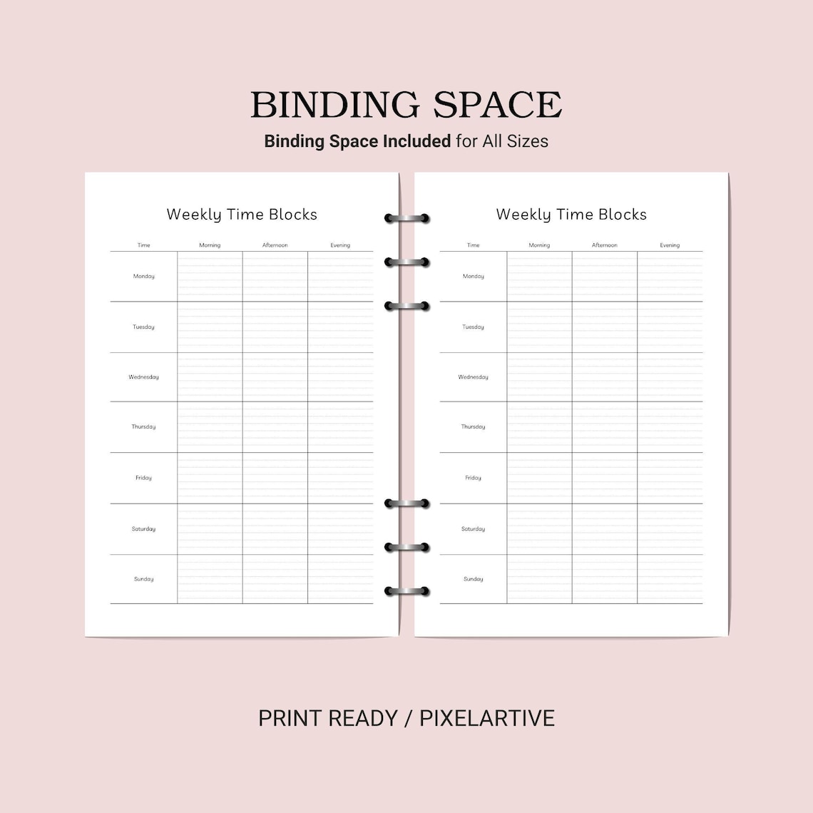 Weekly Time Blocks Planner: Morning, Afternoon, Evening (digital ...