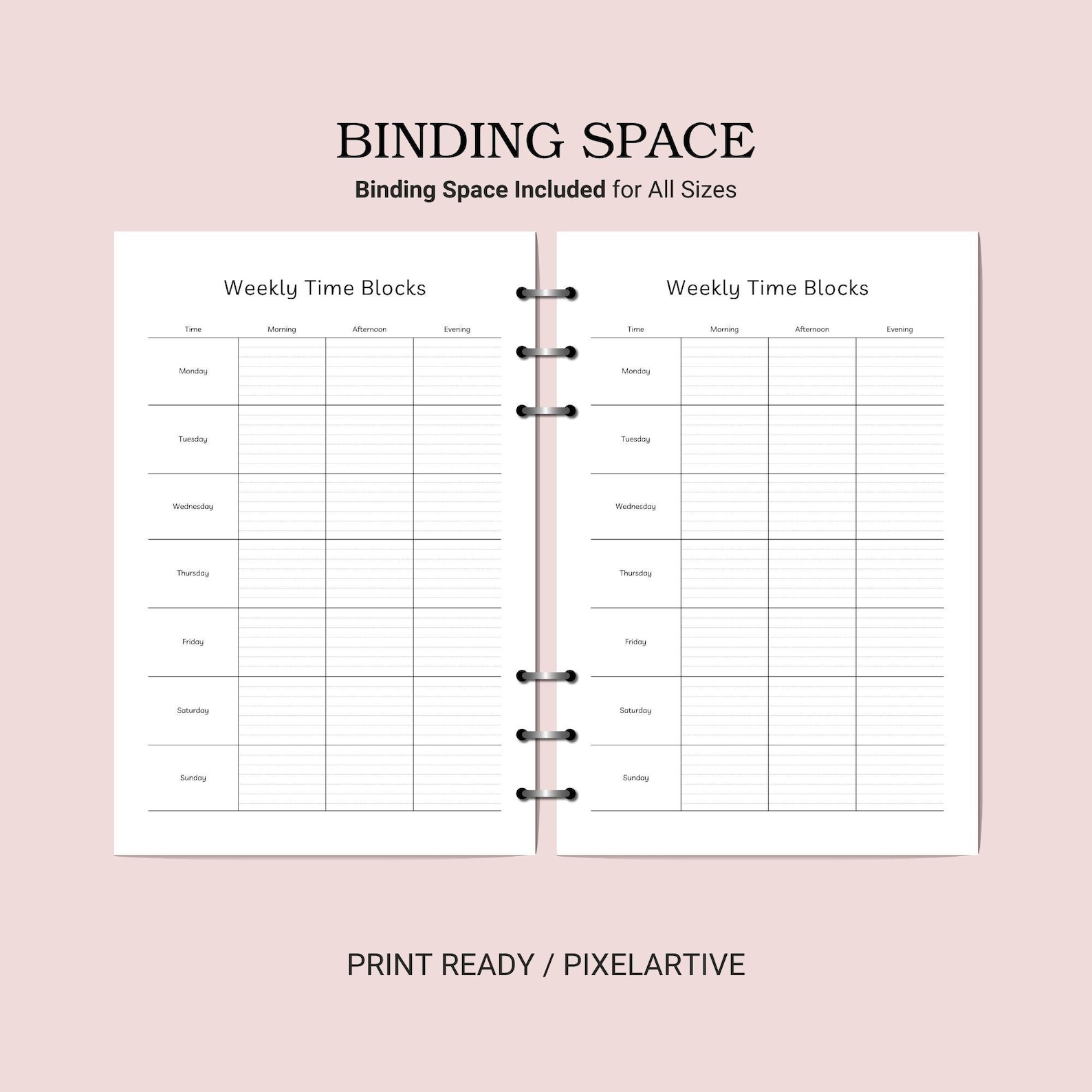 Weekly Time Blocks Planner: Morning, Afternoon, Evening (digital ...