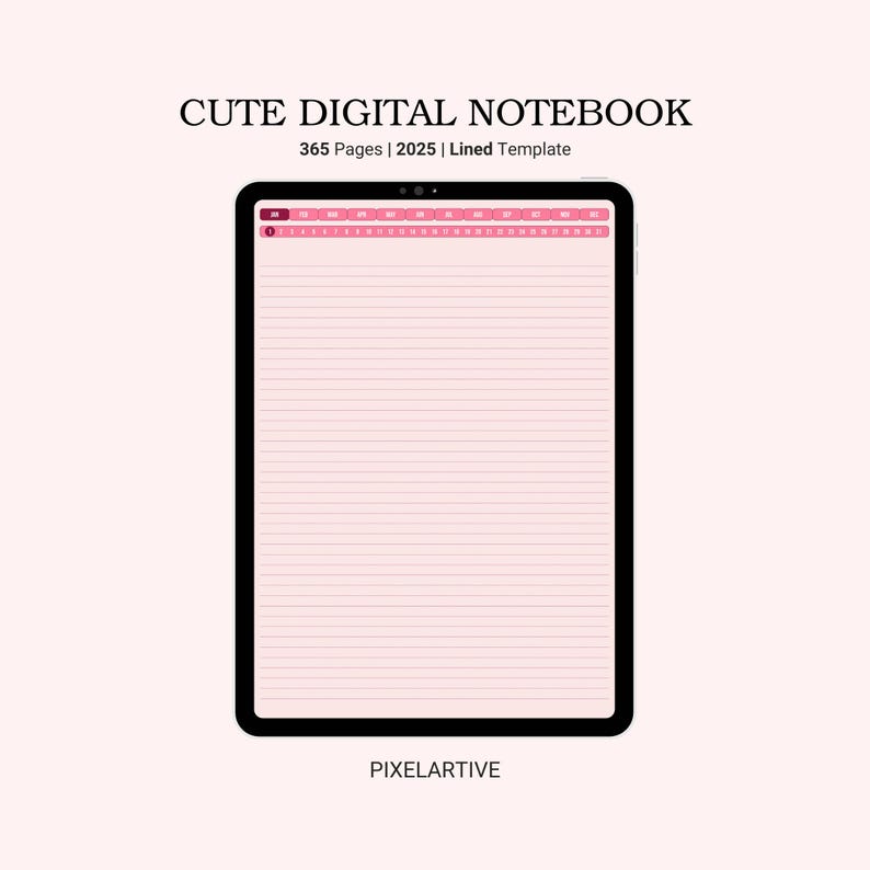 2025 Digital Notebook | Lined Template in Portrait Layout | Perfect for ...