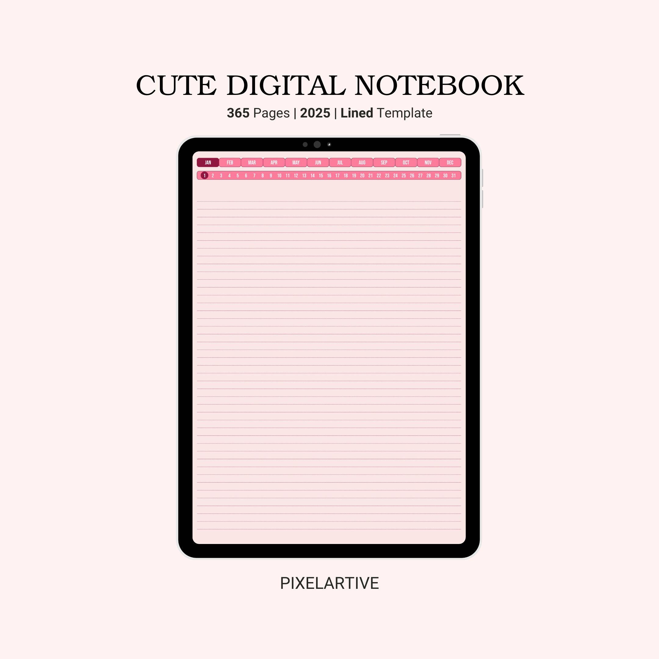 2025 Digital Notebook | Lined Template in Portrait Layout | Perfect for ...