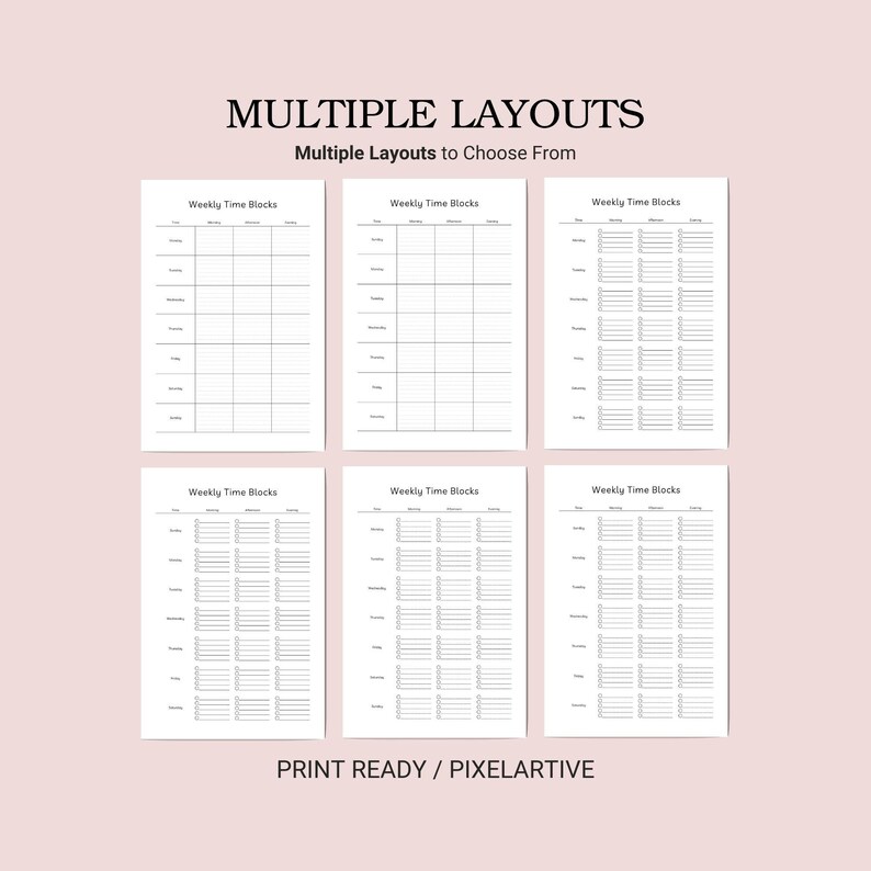 Weekly Time Blocks Planner: Morning, Afternoon, Evening (digital ...