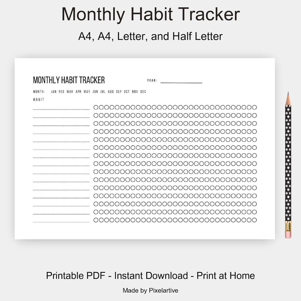 Monthly Habit Tracker, Printable Habit Tracker, Monthly Printables ...