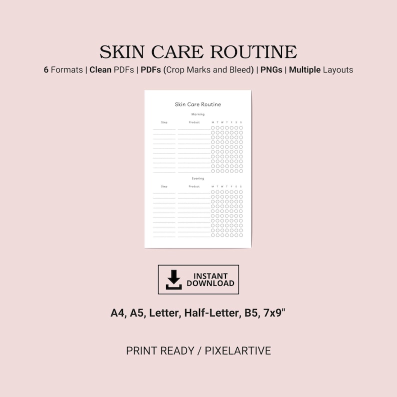 Printable Skin Care Routine Tracker | Daily and Weekly Skincare Planner ...
