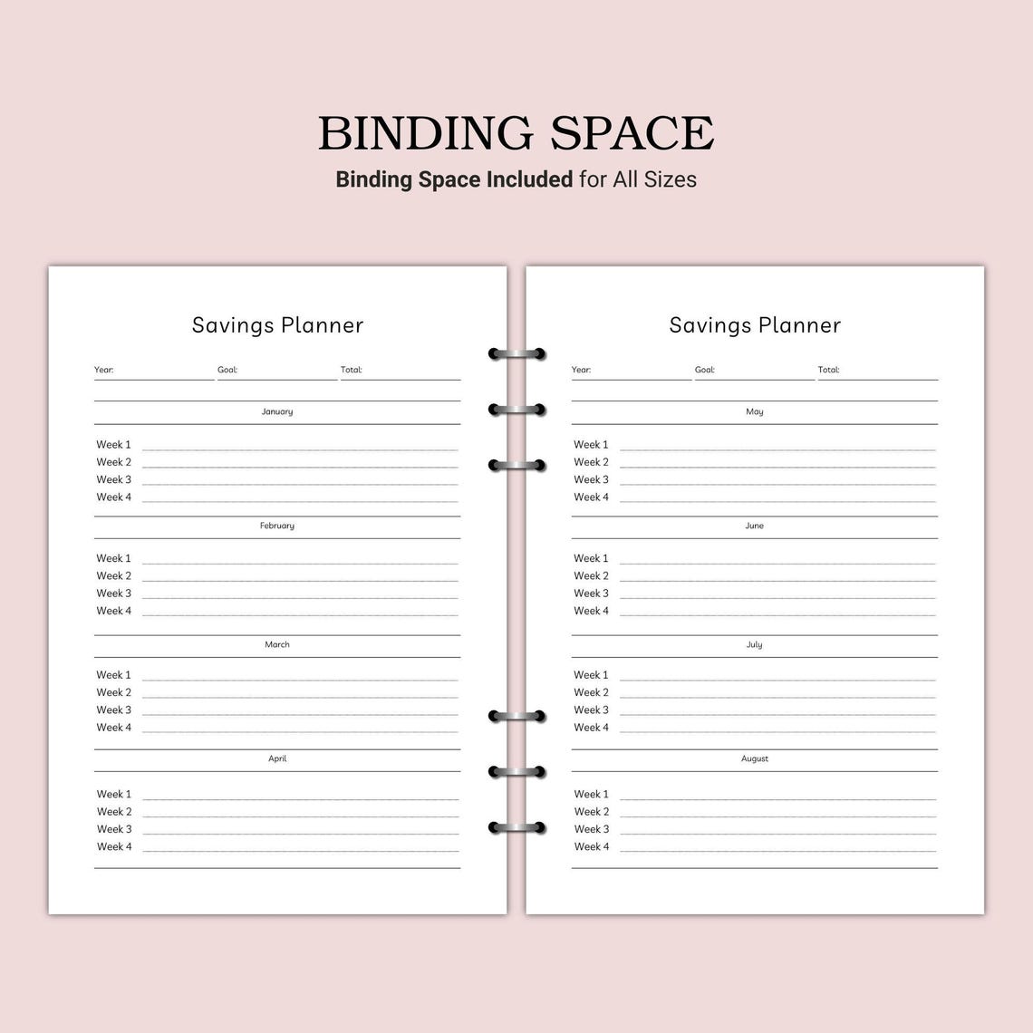 Printable Savings Planner Template | Set Savings Goals & Track Progress ...
