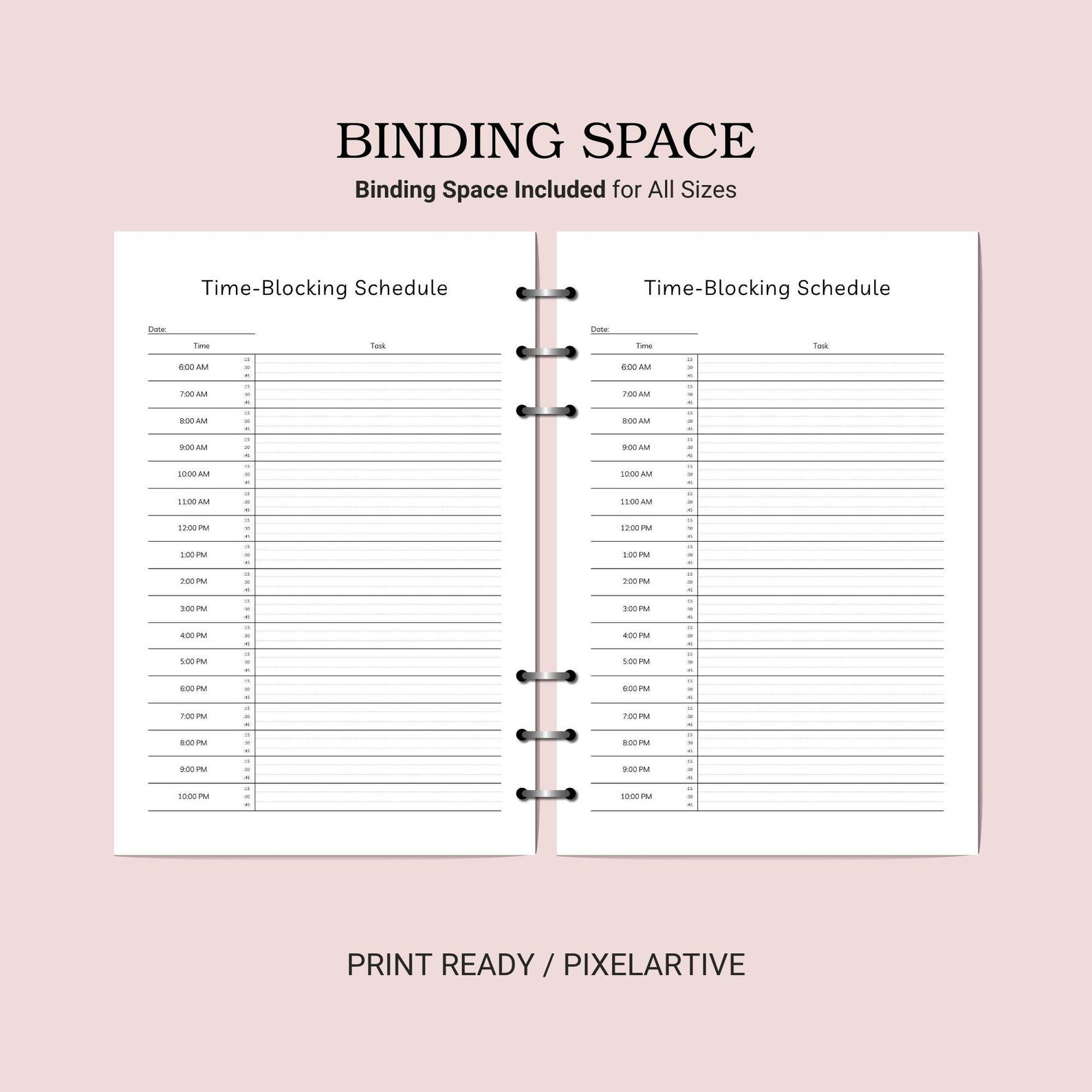 Printable Time-blocking Schedule Template | Daily Time Block Planner ...