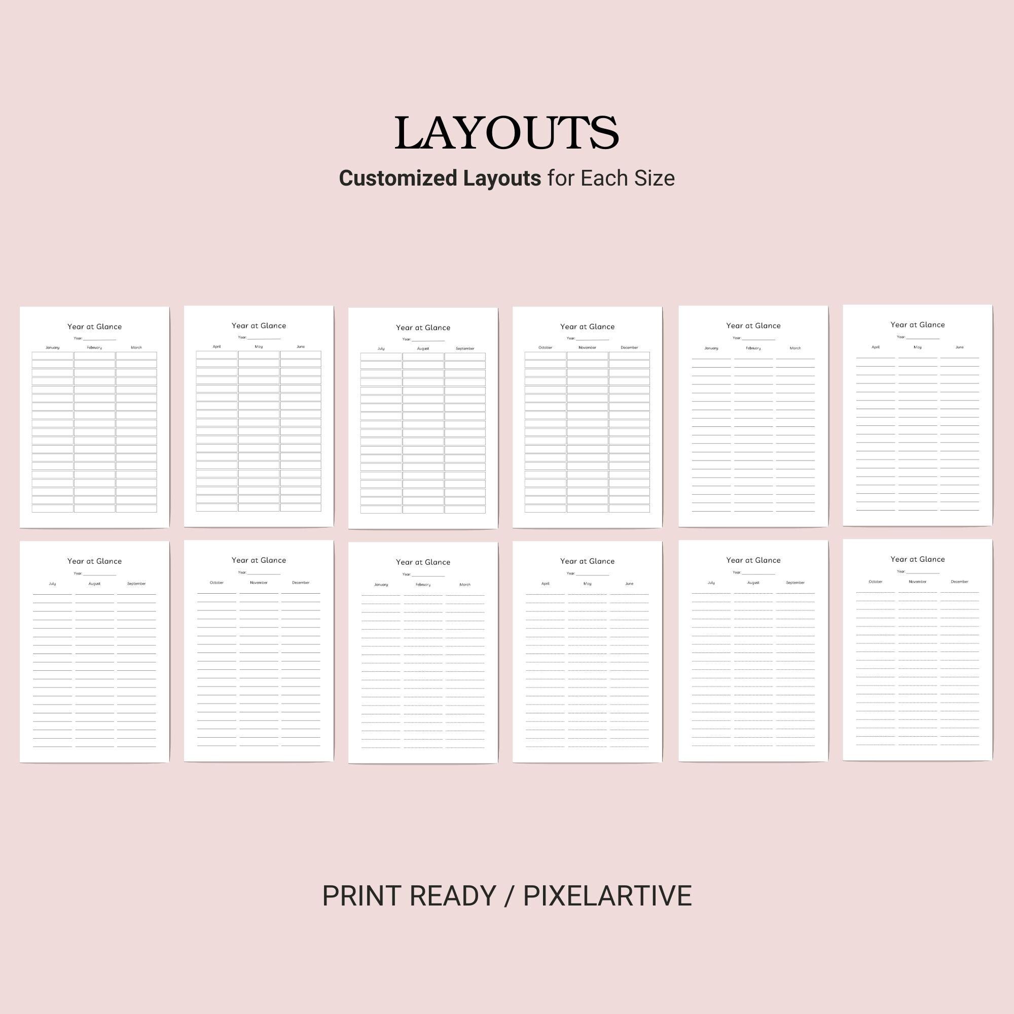 Printable Year at a Glance Template | Organize Your Year With Monthly ...