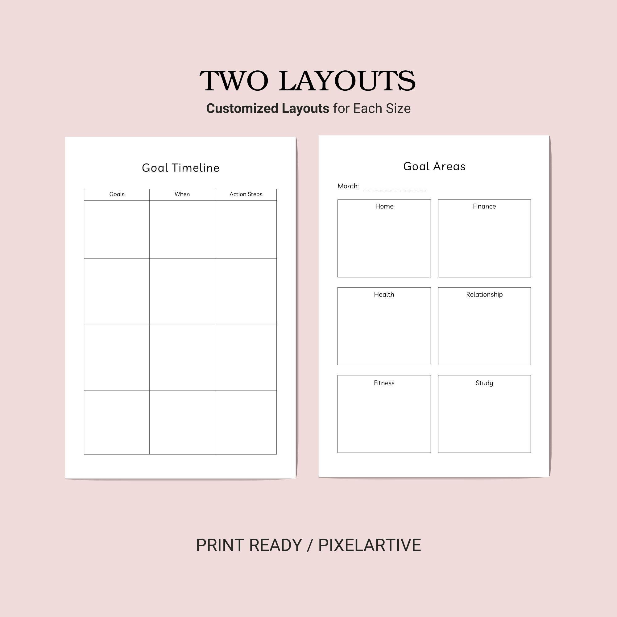 Goal Areas Timeline Planner: A4/a5/letter PDF (instant Download) - Etsy