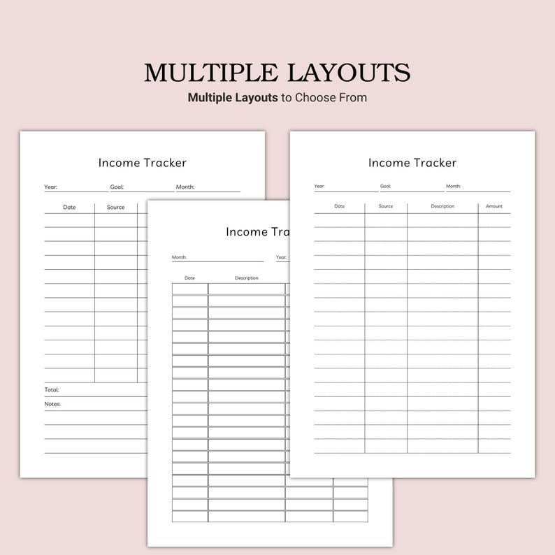 Printable Income Tracker Template | Track Monthly and Yearly Earnings ...