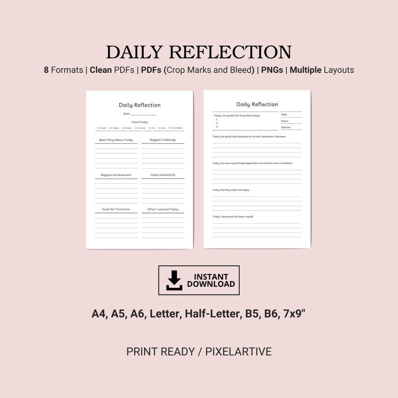 Printable Daily Reflection | Mindfulness & Gratitude Journal | Daily ...