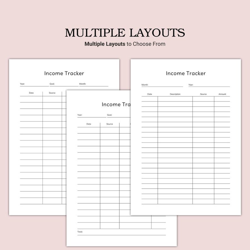 Printable Income Tracker Template | Track Monthly and Yearly Earnings ...