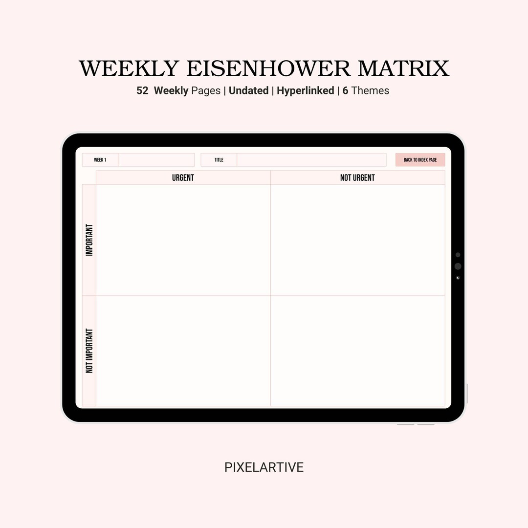 Weekly Eisenhower Matrix Planner | Digital Format for Task Management ...