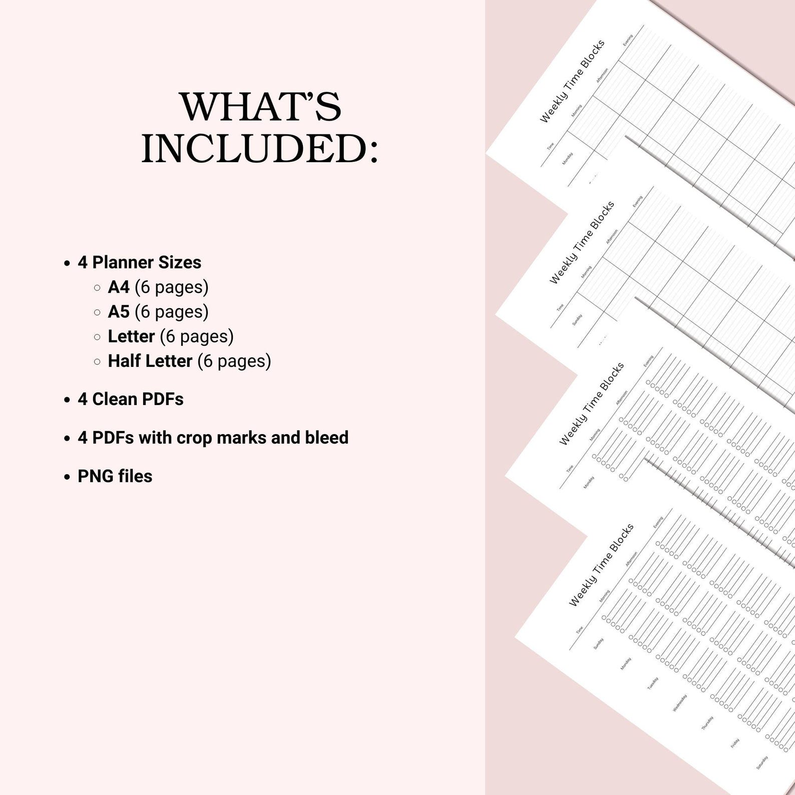 Weekly Time Blocks Planner: Morning, Afternoon, Evening (digital ...